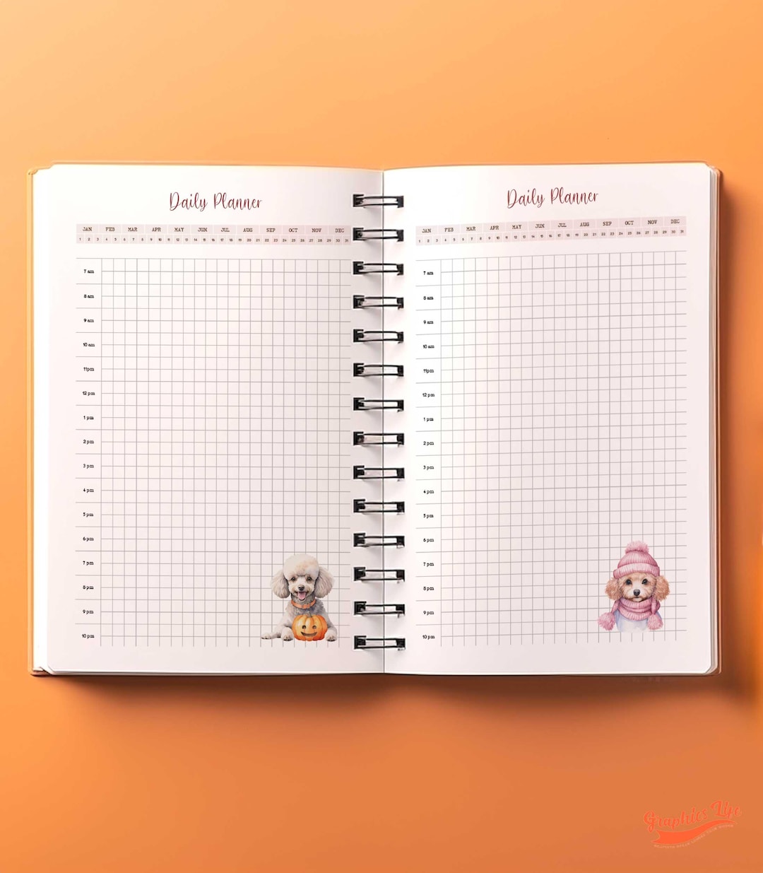 Daily Planner Undated Digital Download Printable Poodle Dog Organizer ...