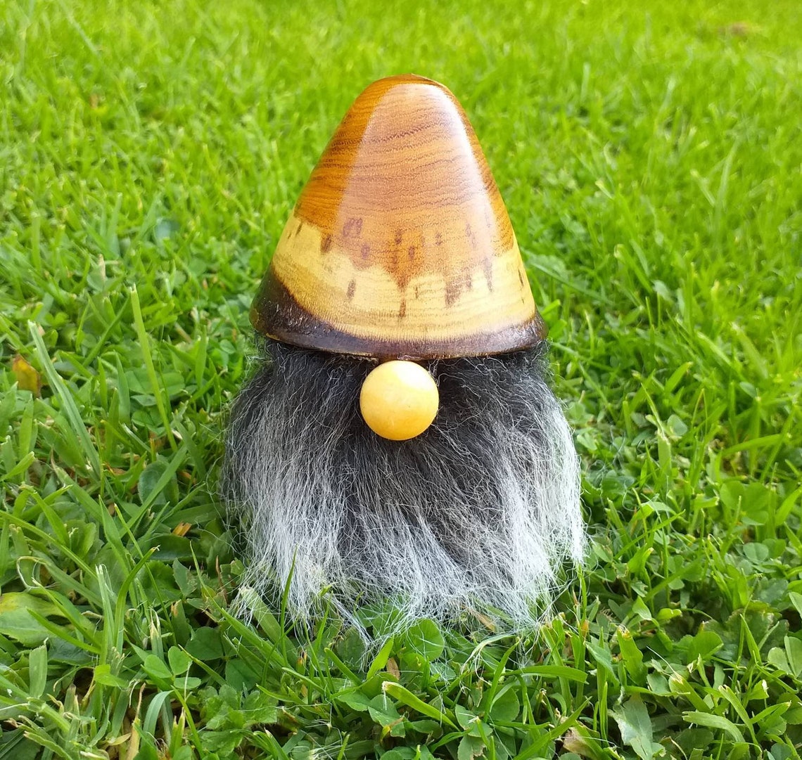 Handmade Gnome Gonk Nordic Wooden Garden Ornament Turned Yew Etsy