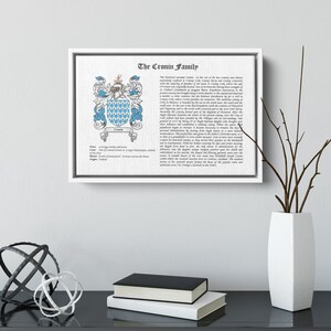 Personalized Coat of Arms and Family History on Canvas Gallery Wrap ...