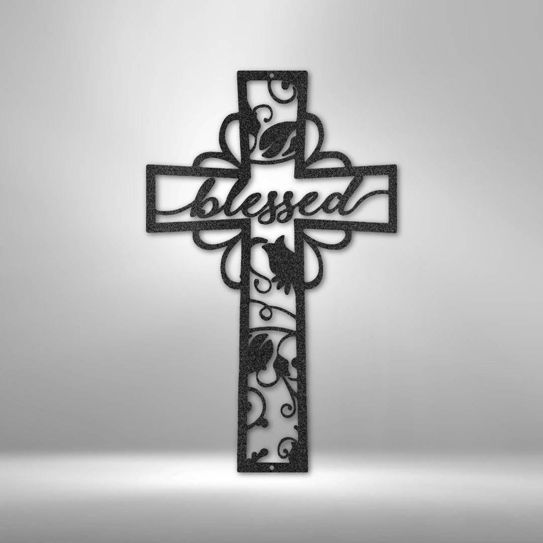 Blessed Cross - Steel Sign, Metal Wall Art, Wedding Gift, Anniversary ...