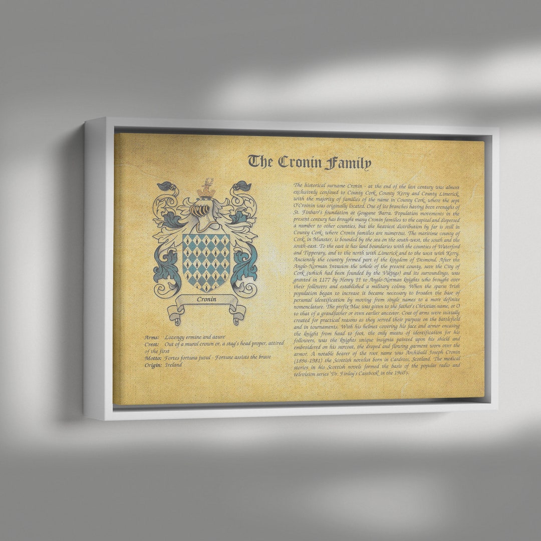 Personalized Coat of Arms and Family History on Canvas Gallery Wrap ...