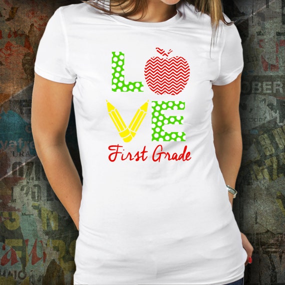 T-shirt for Teacher/ First Grade Teacher Tshirt/ Love First | Etsy