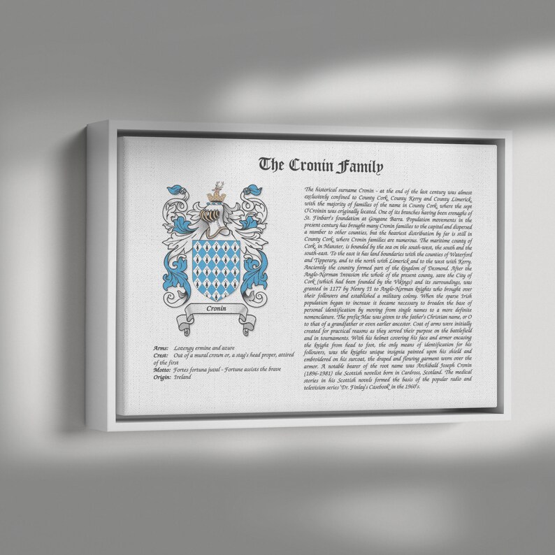 Personalized Coat of Arms and Family History on Canvas Gallery Wrap ...