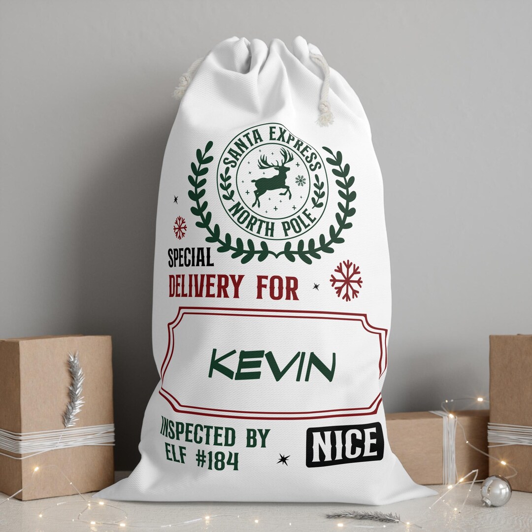 Personalized Santa Sack for Kids, Christmas Gift Bag, Holiday Delivery ...
