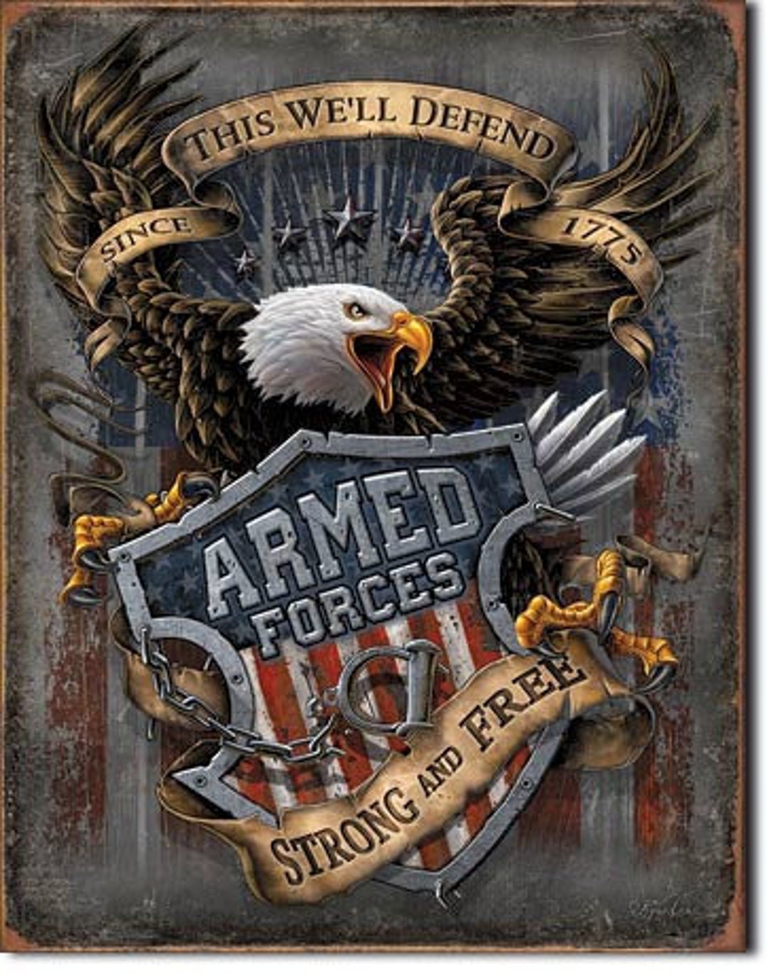 Man Cave Tin Signs/ Military Tin Sign/ This We'll Defend ARMED FORCES ...
