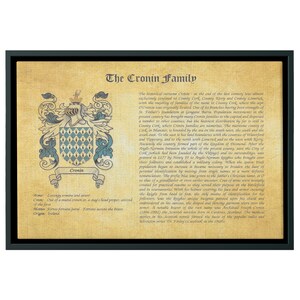 Personalized Coat of Arms and Family History on Canvas Gallery Wrap ...