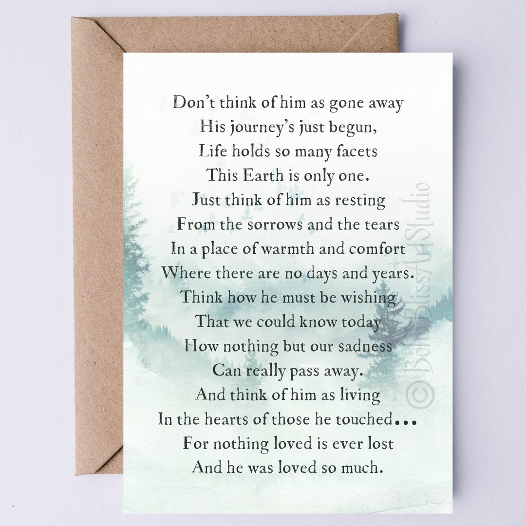 Don't Think of Him as Gone Away Sympathy Card PRINTABLE Card for Father ...