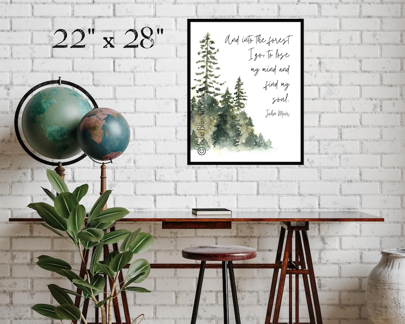 John Muir Quote Digital Art Print and Into the Forest I Go - Etsy