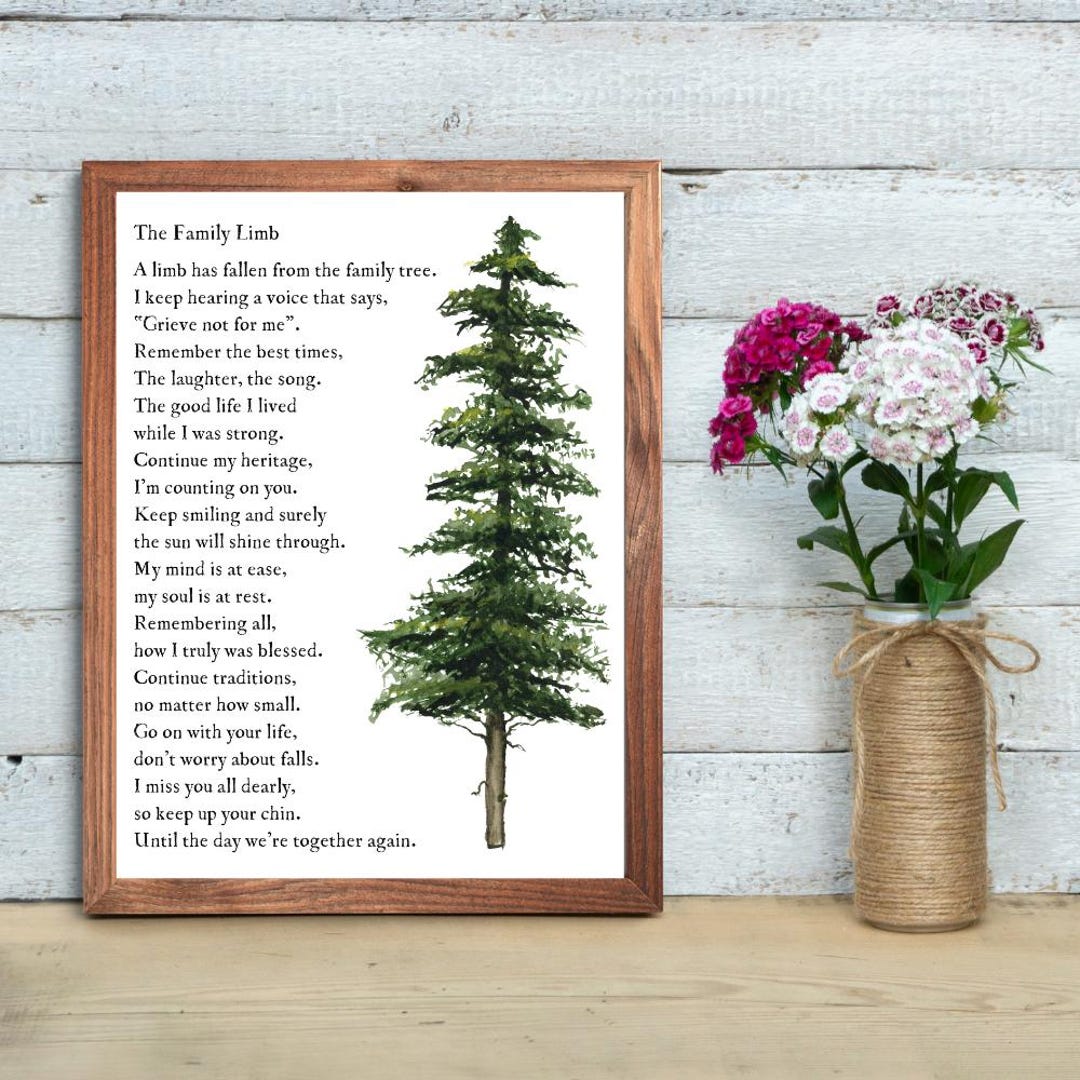 The Fallen Limb Poem Sympathy Card DIGITAL Condolence Card PRINTABLE ...