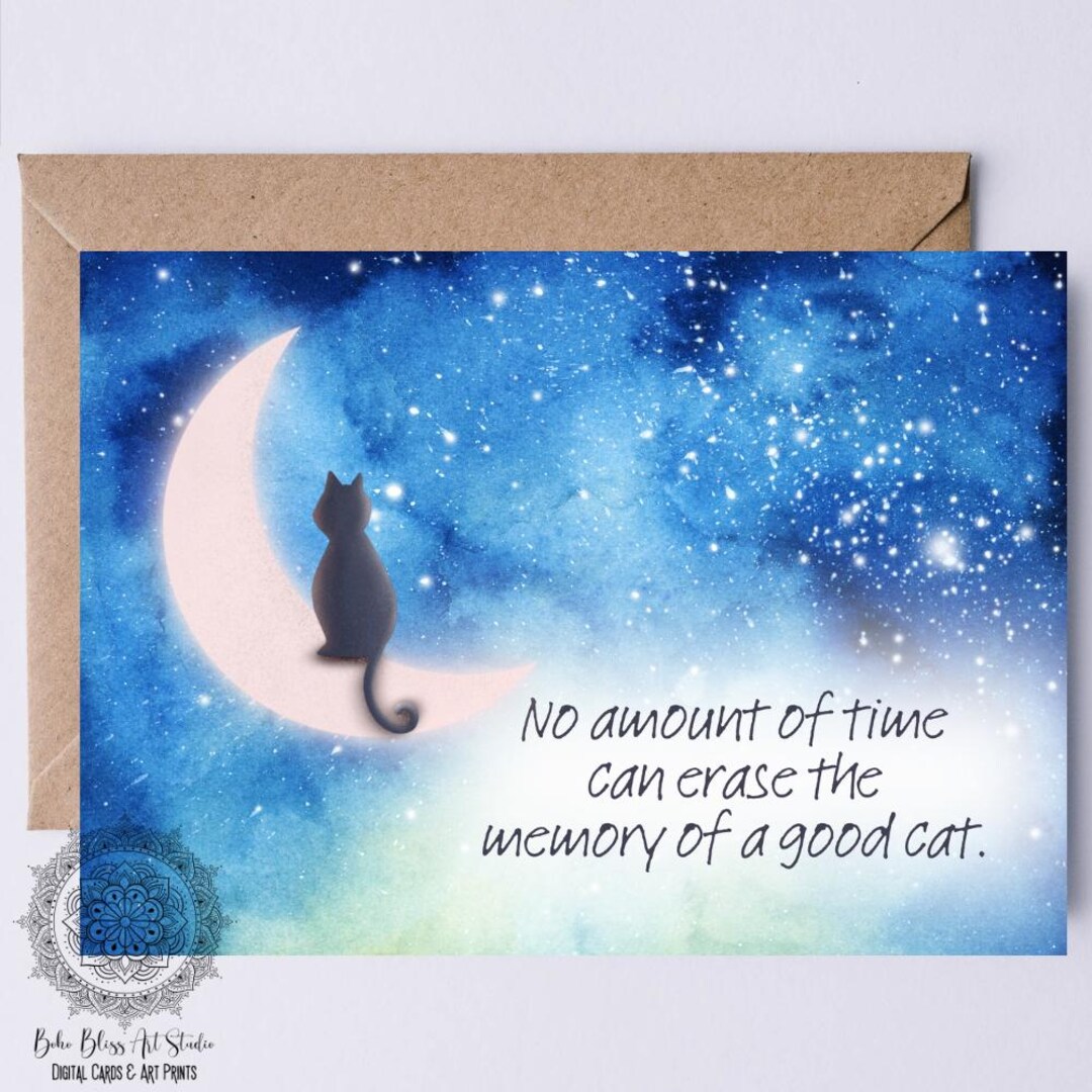 Cat Sympathy Card Digital Condolences Card for Death of Cat No Amount ...