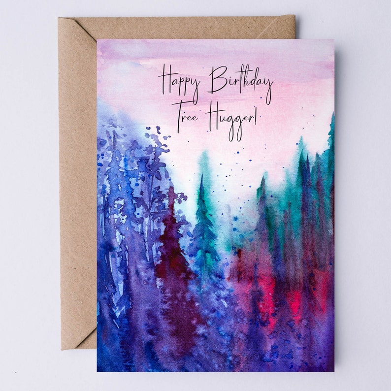 Happy Birthday Tree Hugger Printable Card Colorful - Etsy