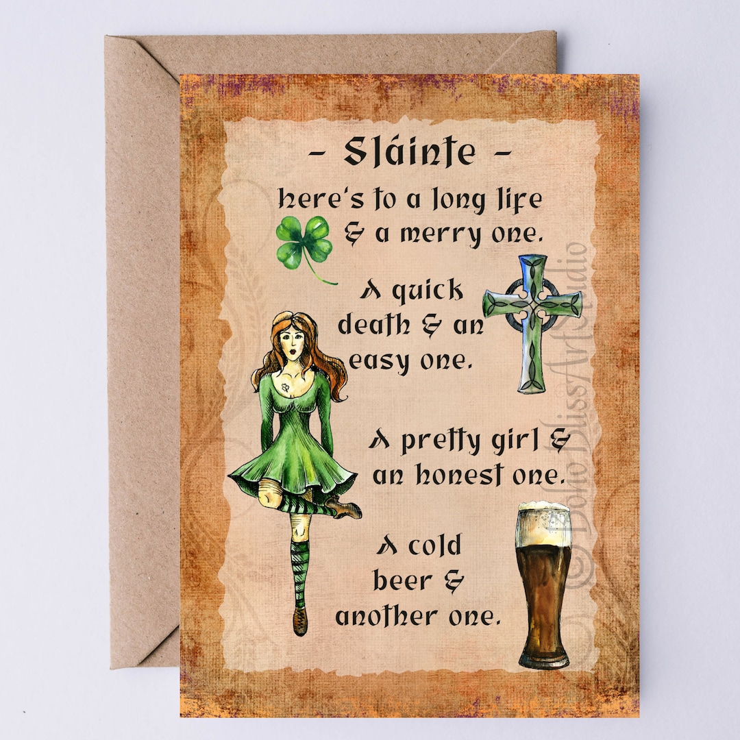 Sláinte Printable Card Irish Toast Digital Card Here’s to a Long Life ...