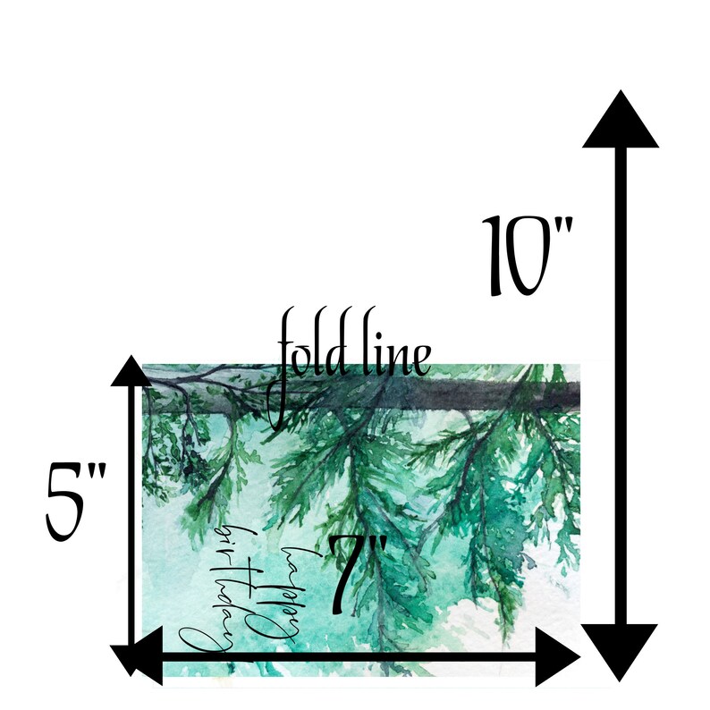 Happy Birthday Printable Card Evergreen Watercolor Instant - Etsy