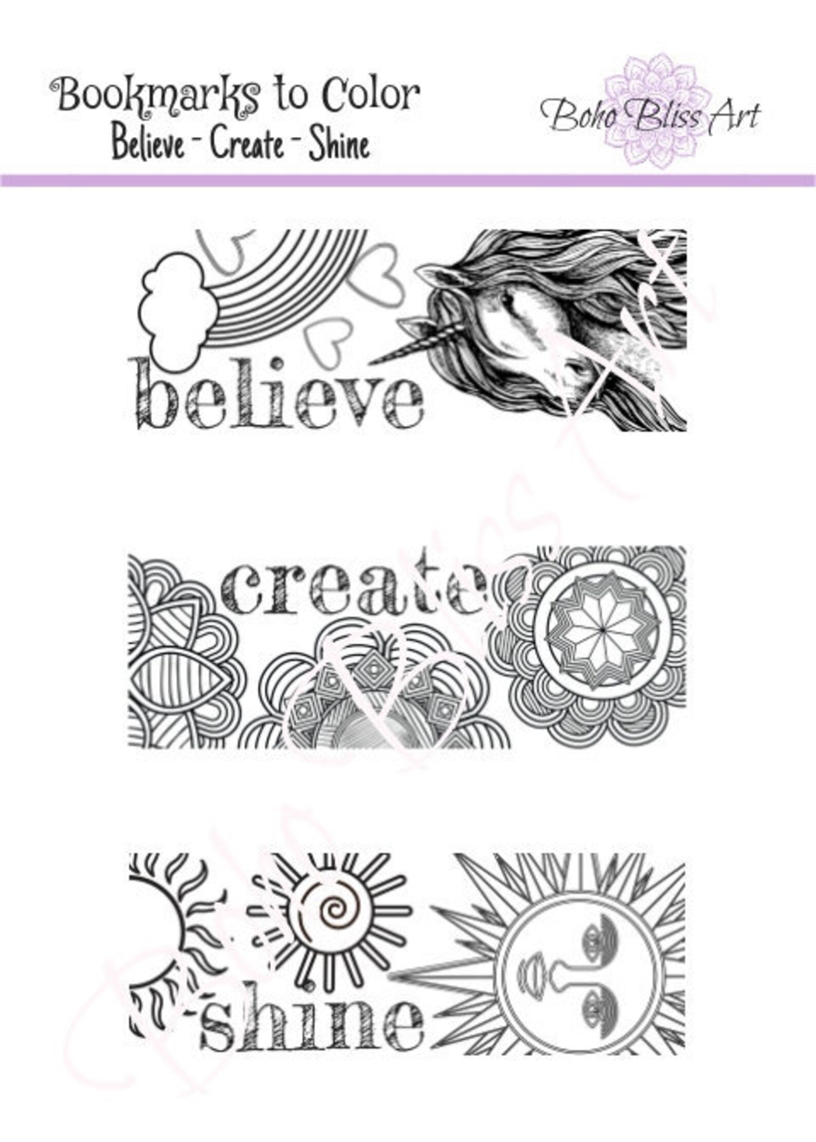 Empowering Bookmarks to Color! 2 Printable Pages = 6 Bookmarks to DIY ...