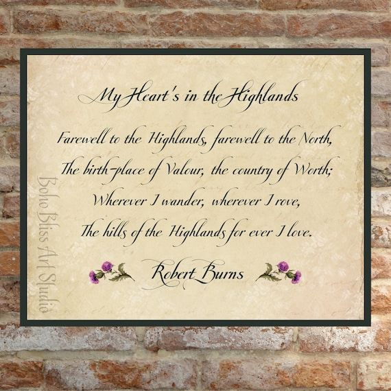 Lyrics From My Heart's in the Highlands Poem & Song by | Etsy
