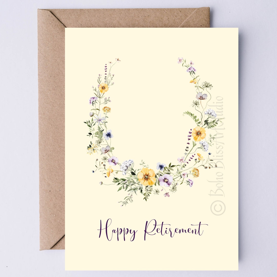 Retirement DIGITAL Card - Printable Retirement Card - Wildflowers ...