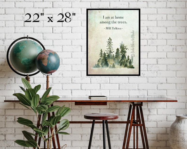 JRR Tolkien Quote Digital Art Print I Am at Home Among the - Etsy