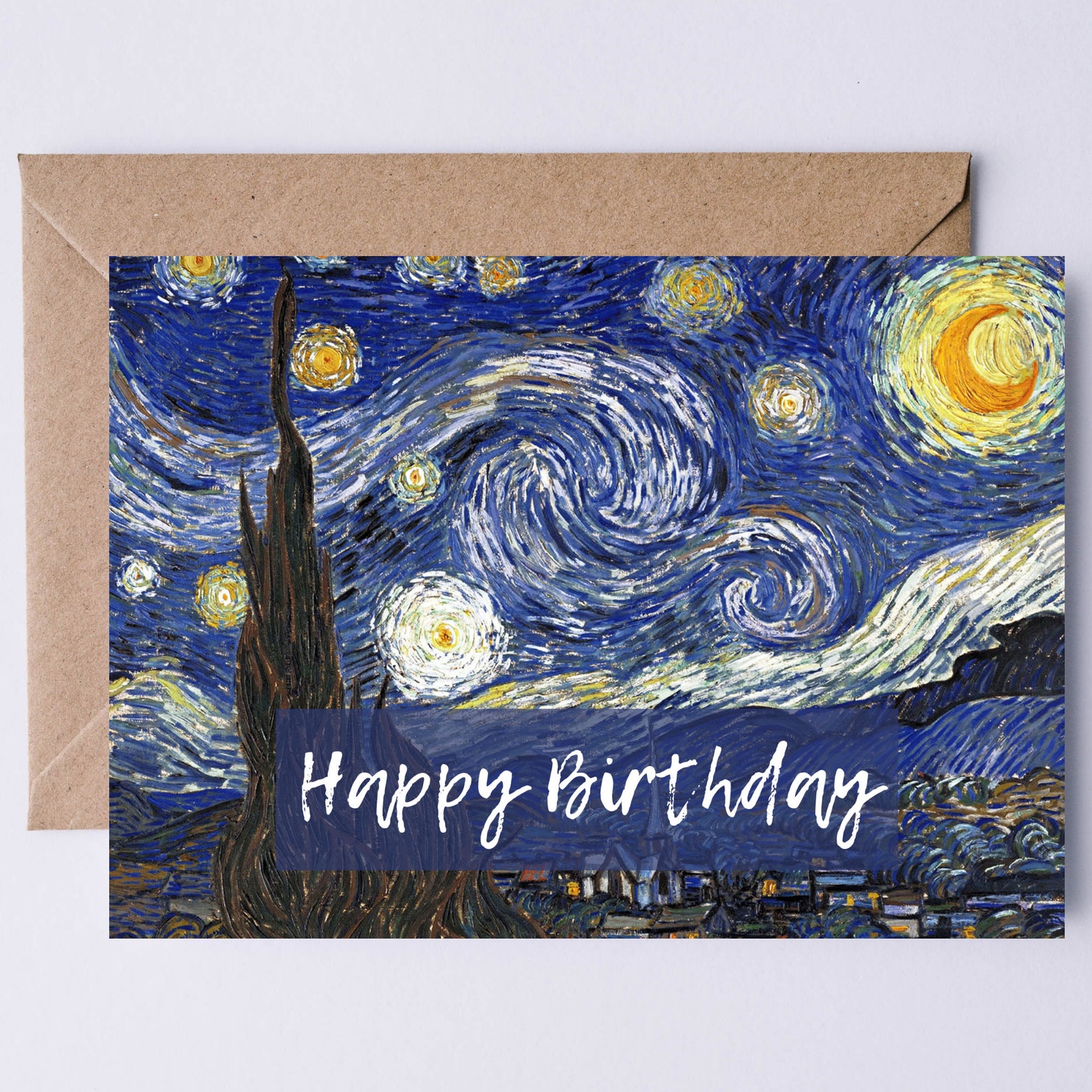 Vincent Van Gogh Printable Birthday Card the Starry Night Painting Card ...