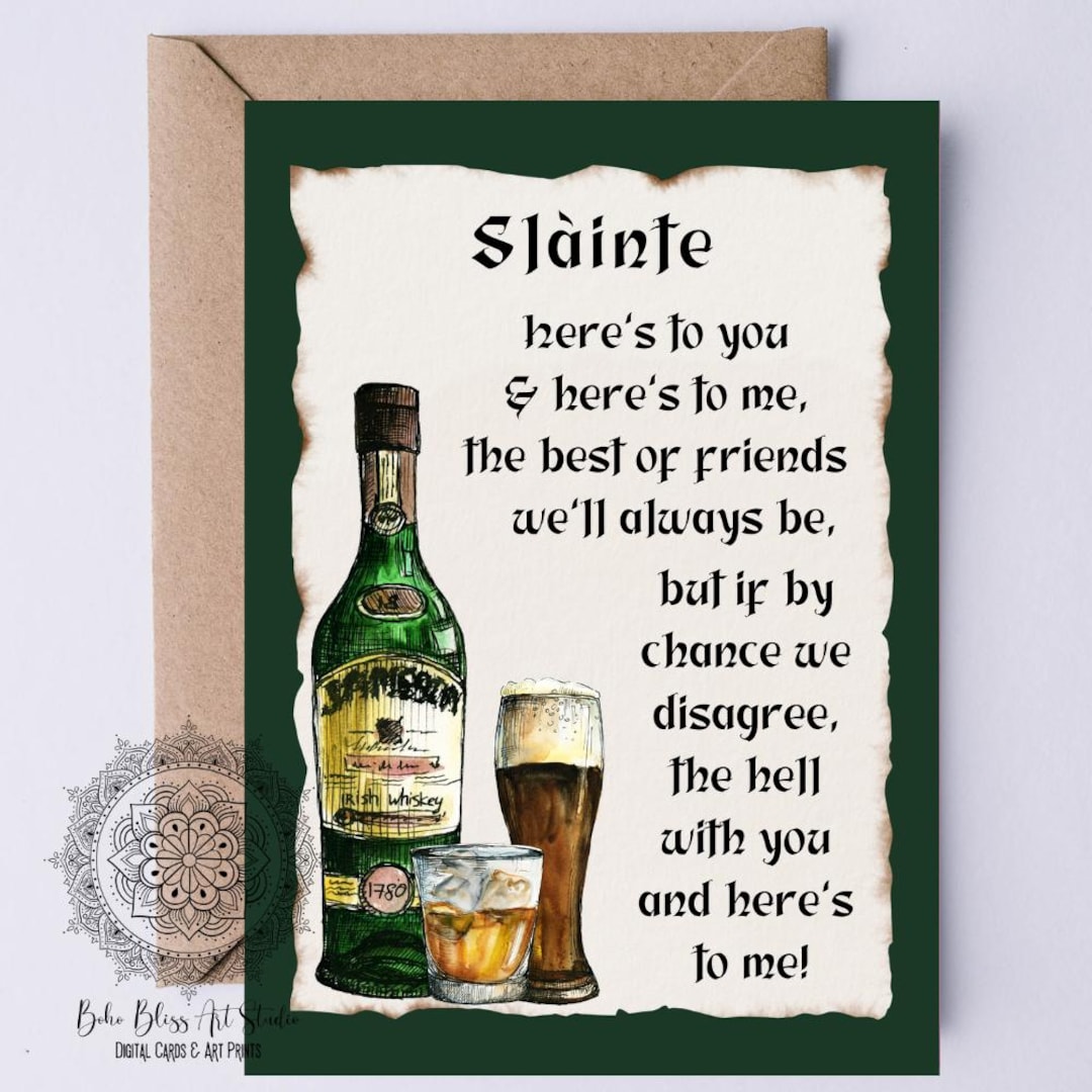 Irish Toast DIGITAL Card Ireland Drinking Toast PRINTABLE Card Here's ...