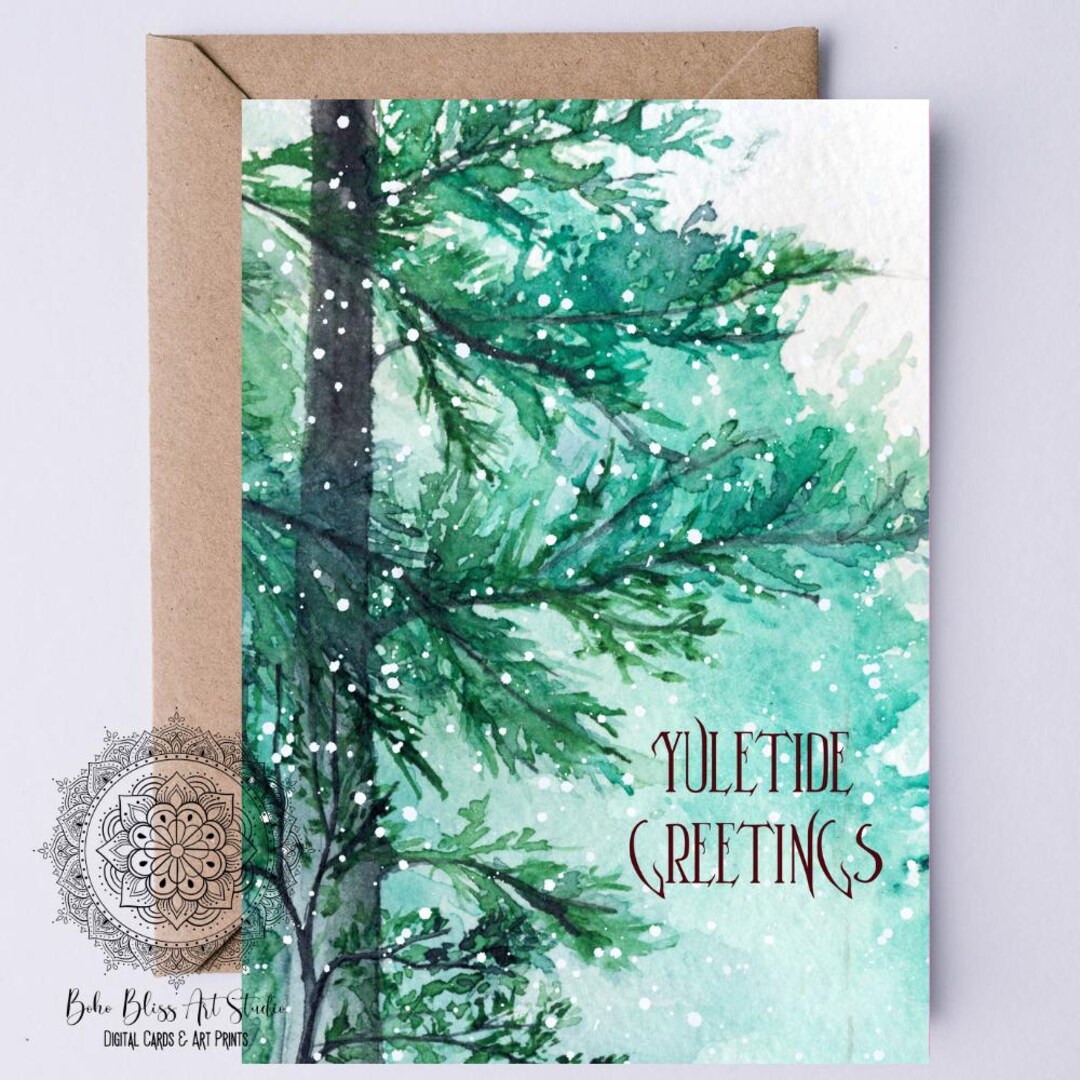 Yuletide DIGITAL Card Winter Solstice PRINTABLE Card Pagan Holiday Card ...
