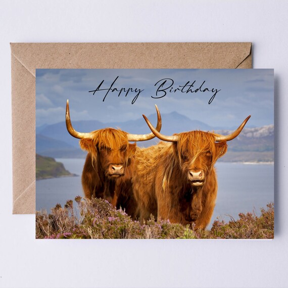 Printable Birthday Card Scottish Highland Coos Photography | Etsy