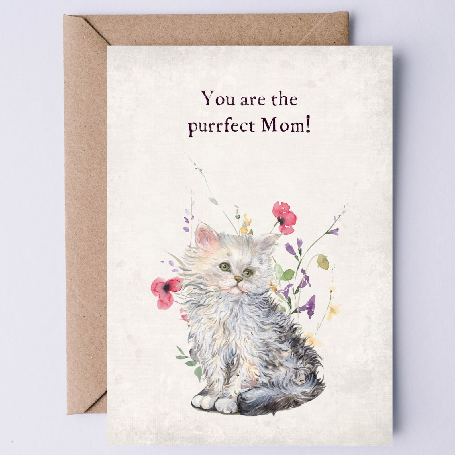 Mother's Day Printable Card Cat Mom Card Grey Kitten - Etsy