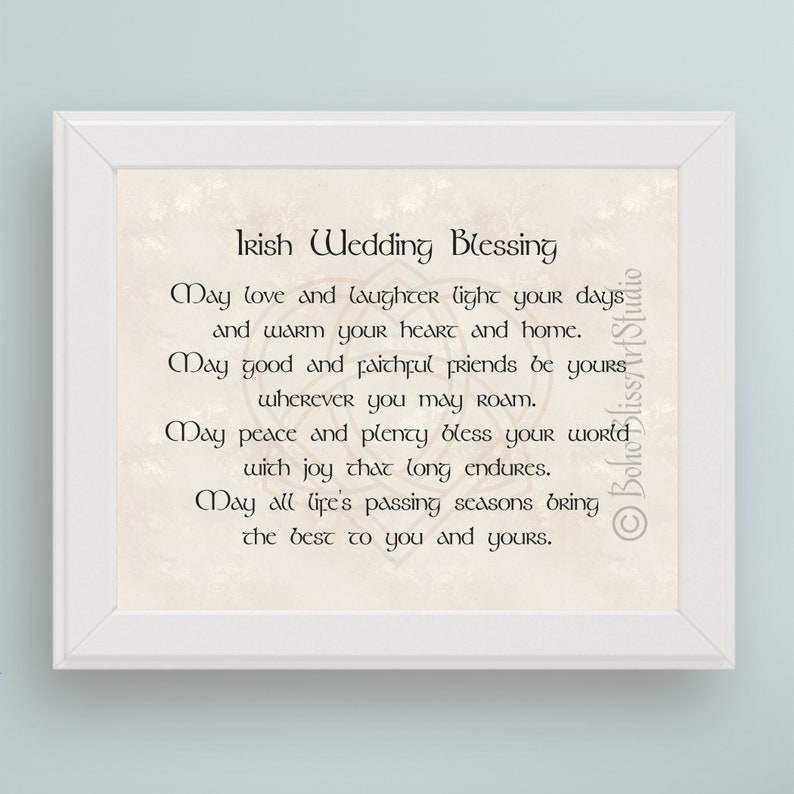 Irish Wedding Blessing Printable Art May Love & Laughter Light Your ...
