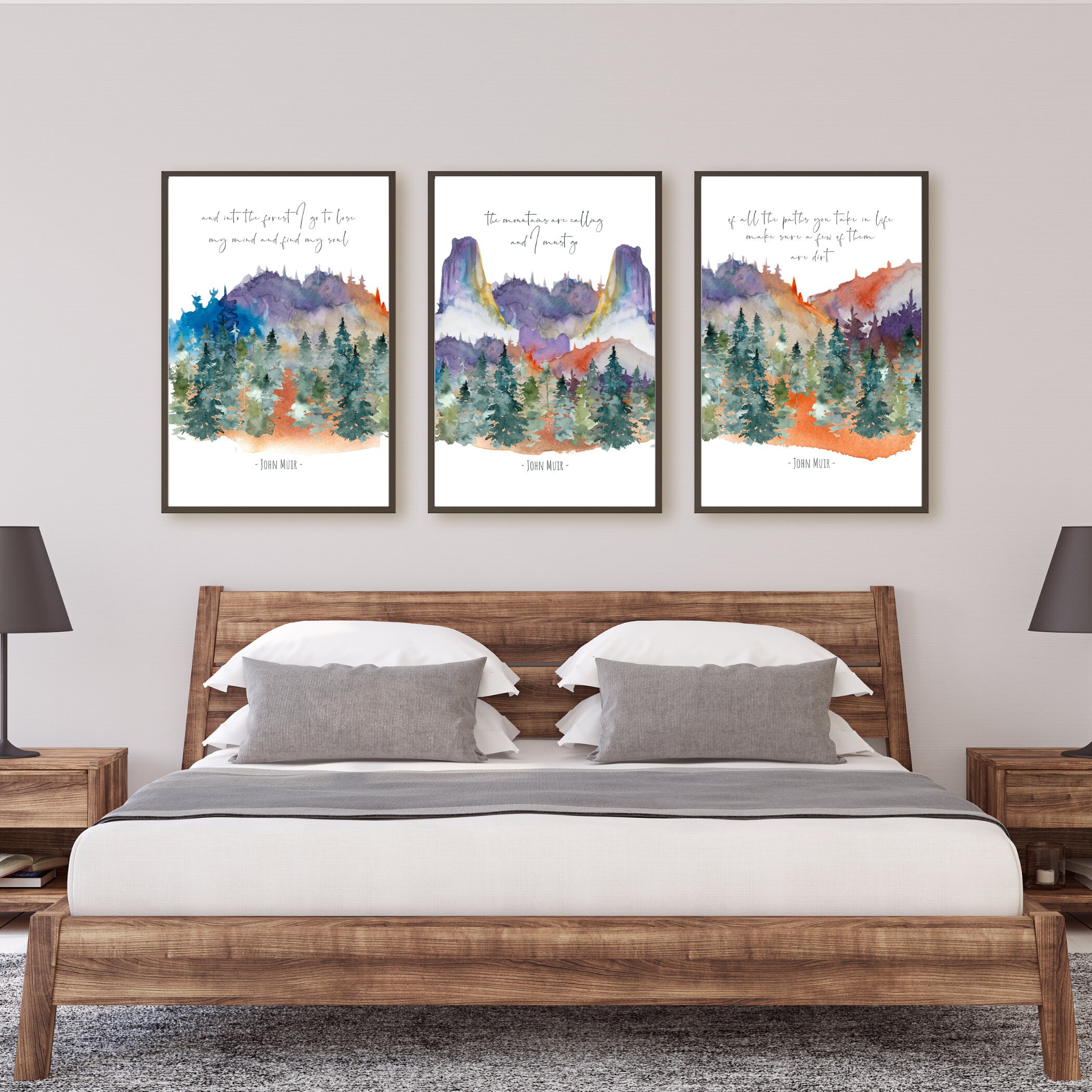 John Muir Digital Art Set 3 Nature Quote Wall Art Prints ...