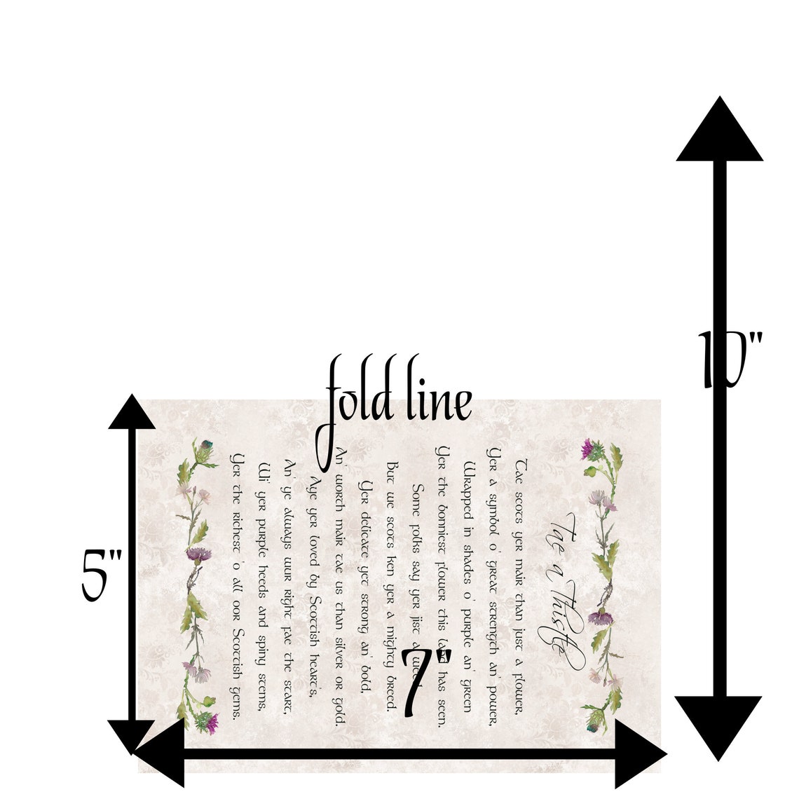 Scottish Thistle Printable Card Tae a Thistle Poem - Etsy