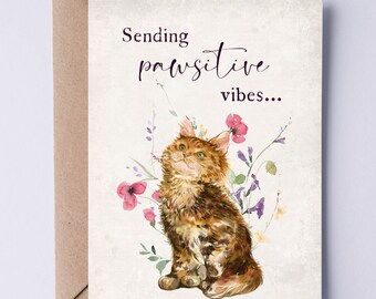 Cat Get Well Card | Etsy