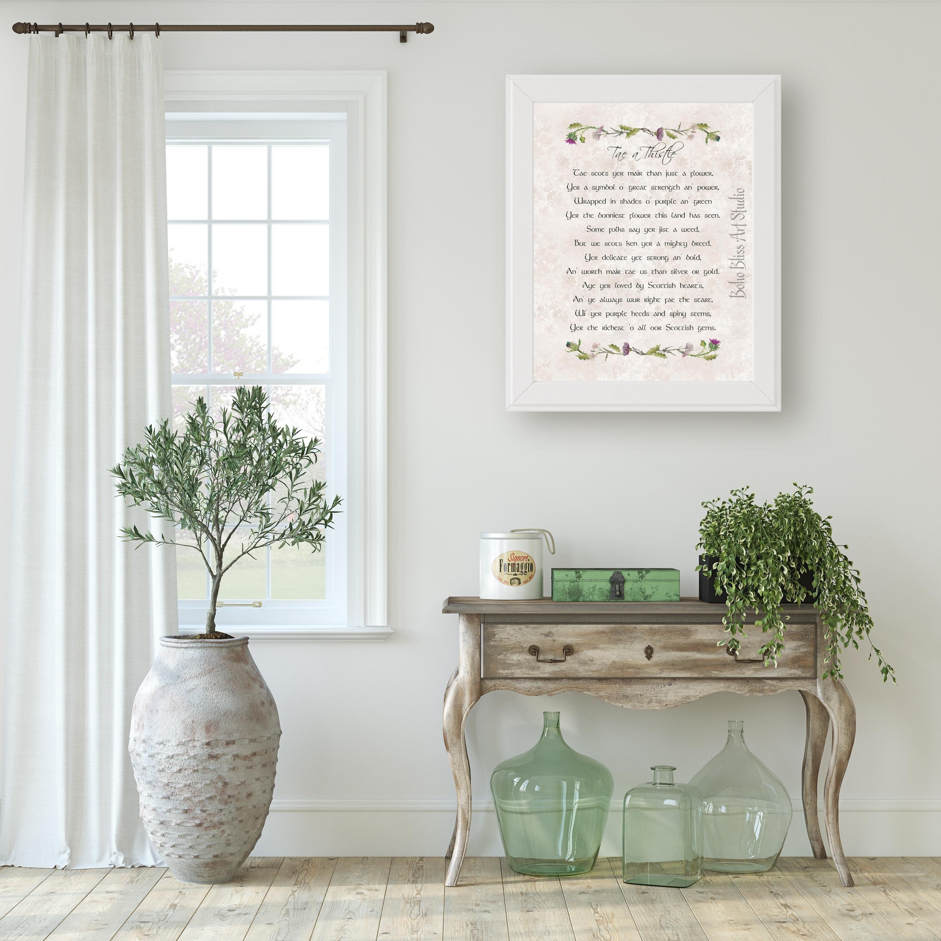 Scottish Thistle Printable Art - Tae a Thistle Poem - Scottish Art ...