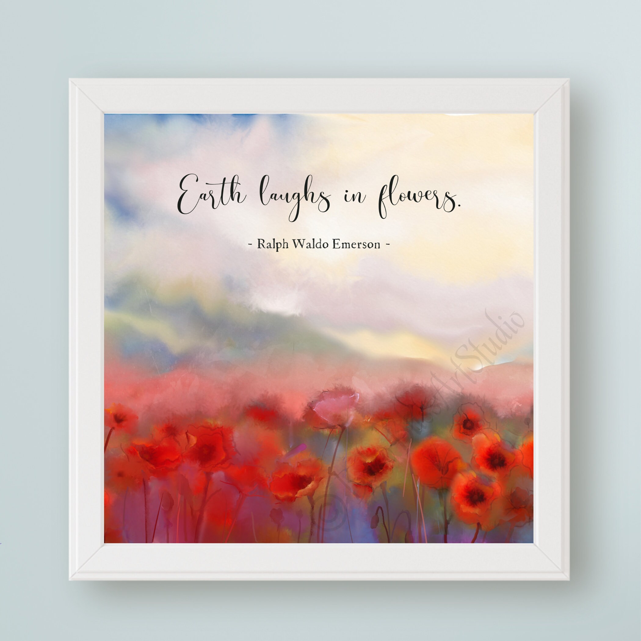 Ralph Waldo Emerson Quote Earth Laughs in Flowers Printable Art Nature ...