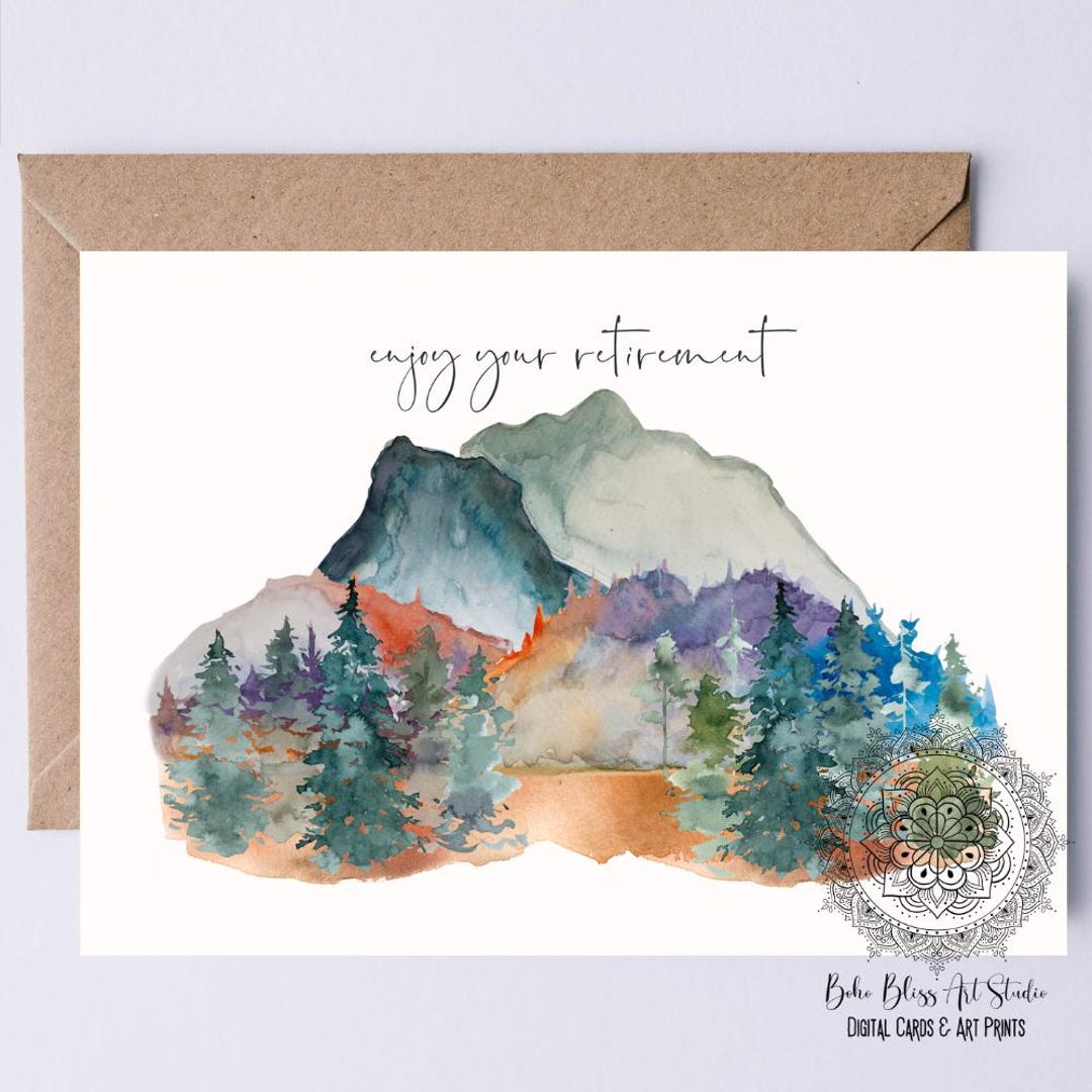 Nature Retirement Card to Print Enjoy Your Retirement DIGITAL Card ...
