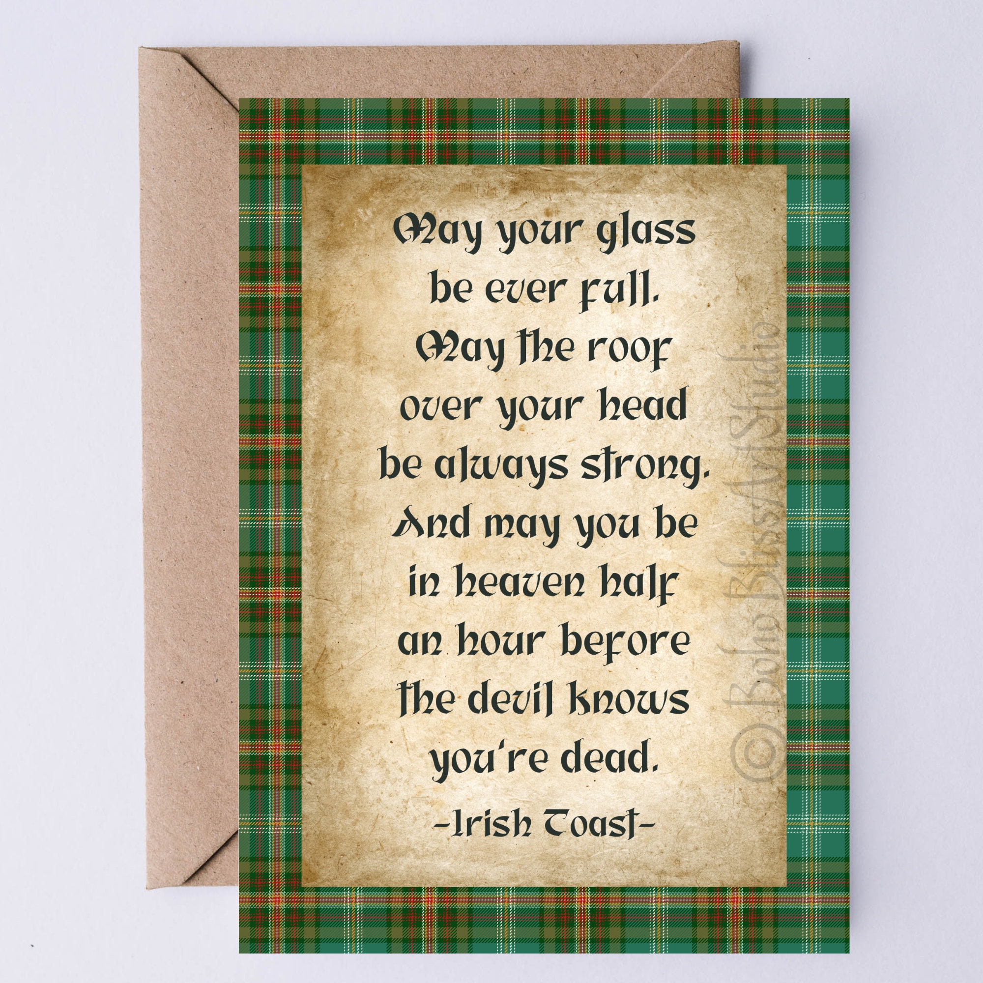 Irish Drinking Toast Printable Card May Your Glass Be Ever - Etsy