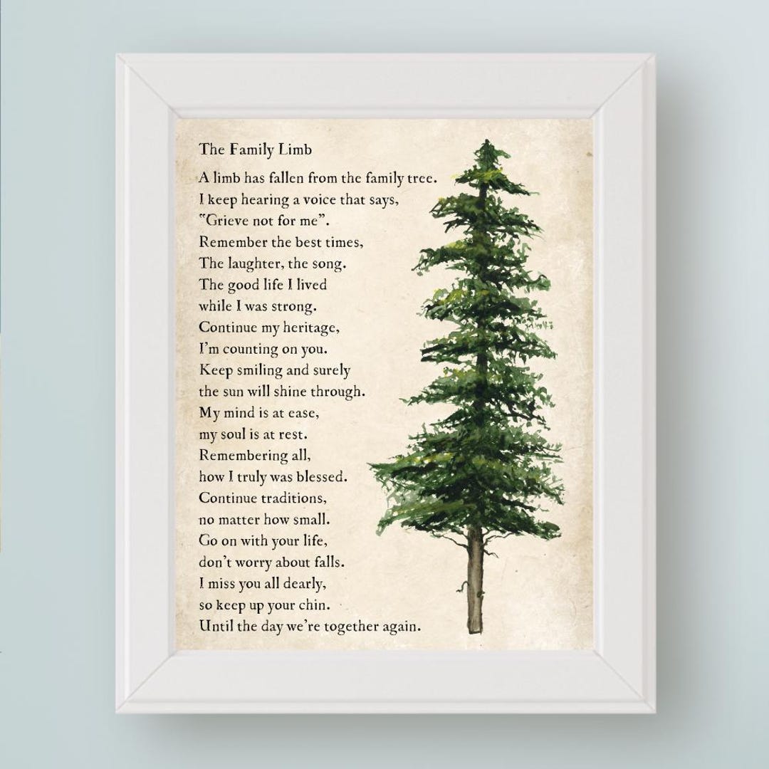 A Fallen Limb Poem Memorial PRINTABLE Art Family Sympathy DIGITAL Art ...