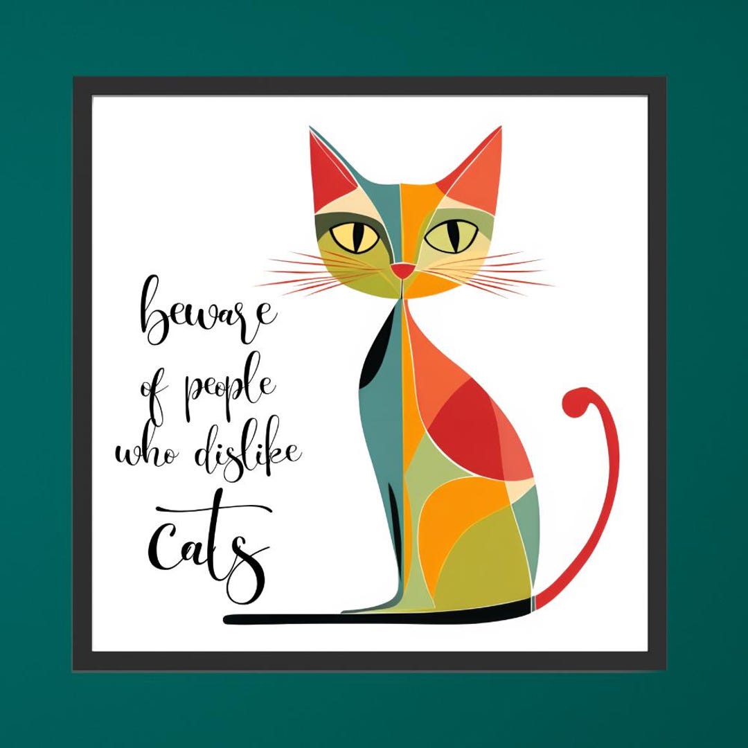 Retro Cat Art Print DIGITAL Irish Printable Beware of People Who ...