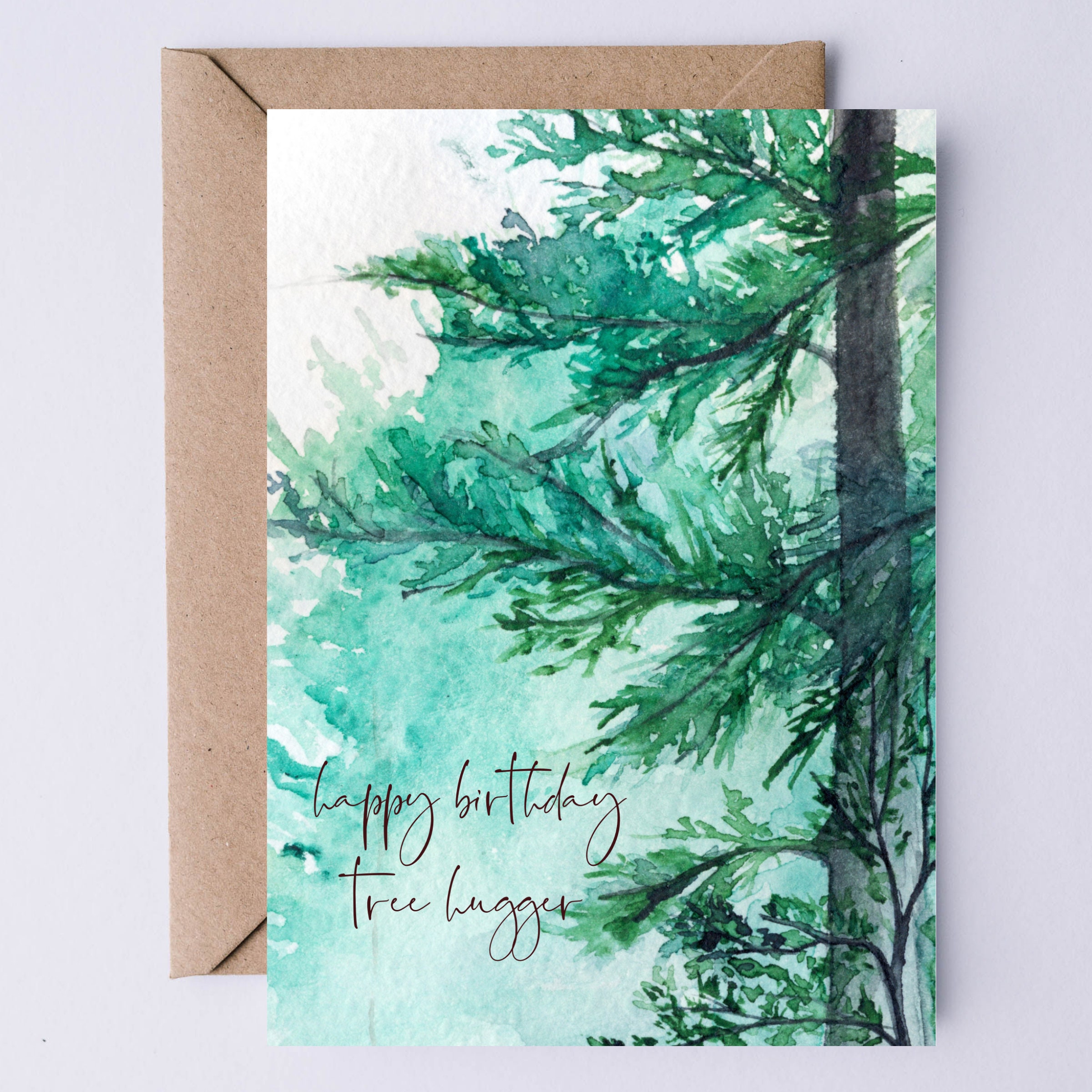 Happy Birthday Tree Hugger Printable Card Evergreen - Etsy Hong Kong