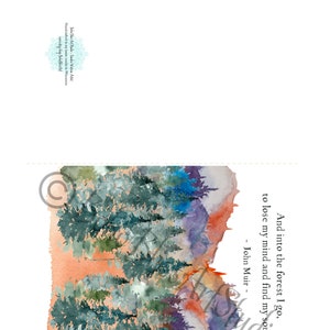 John Muir Printable Card - John Muir Quote and Into the Forest I Go ...