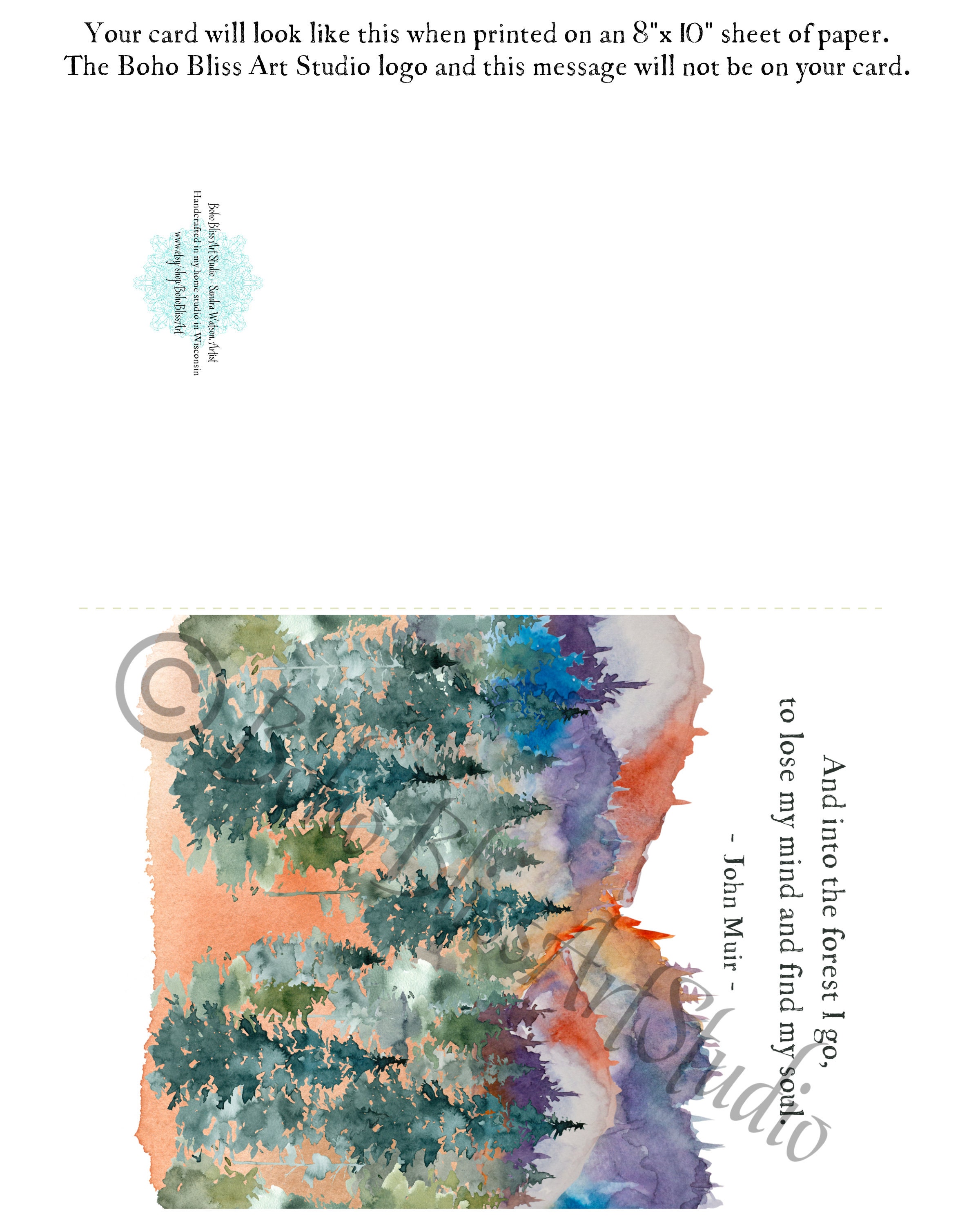 John Muir Printable Card - John Muir Quote and Into the Forest I Go ...