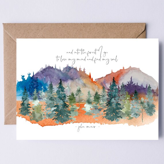 John Muir Quote Printable Card: and Into the Forest I Go to - Etsy