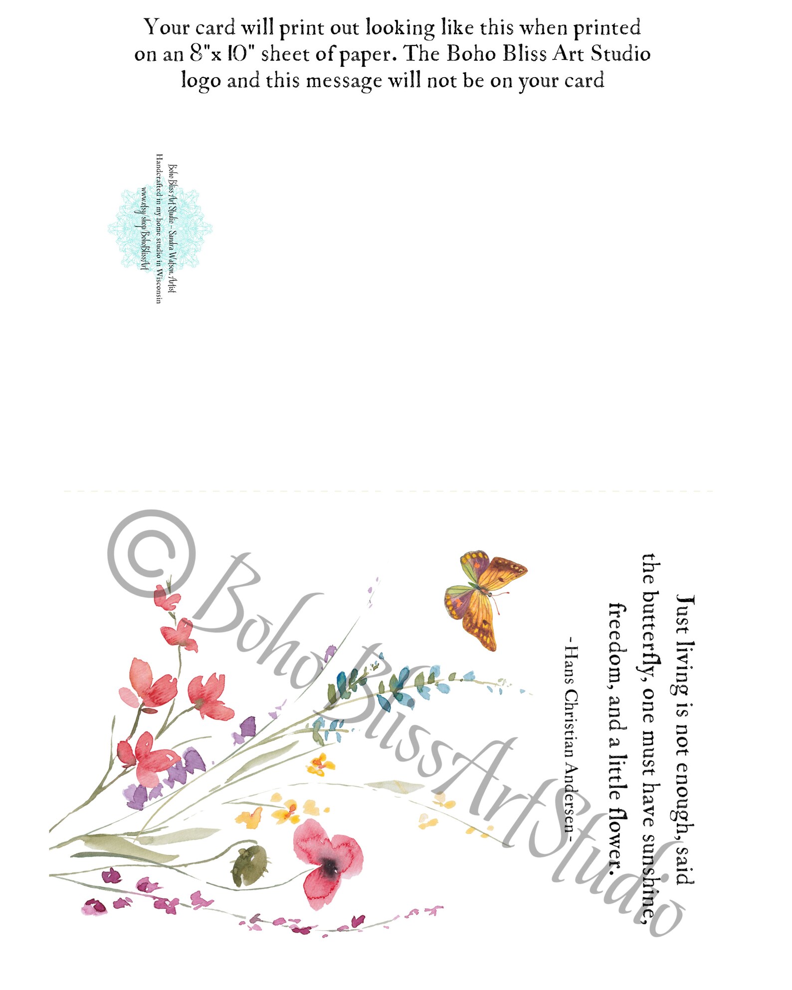 Hans Christian Andersen Printable Card Quote Just Living is Not Enough ...