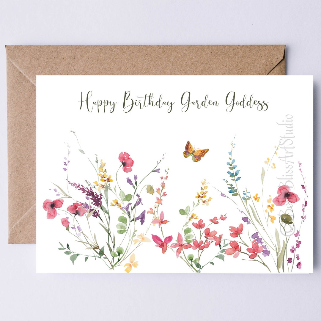 Garden Printable Birthday Card - Gardener Digital Card Goddess Birthday ...