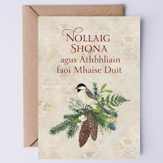 Nollaig Shona Agus Athbhliain Faoi Mhaise Duit Printable Card - Etsy