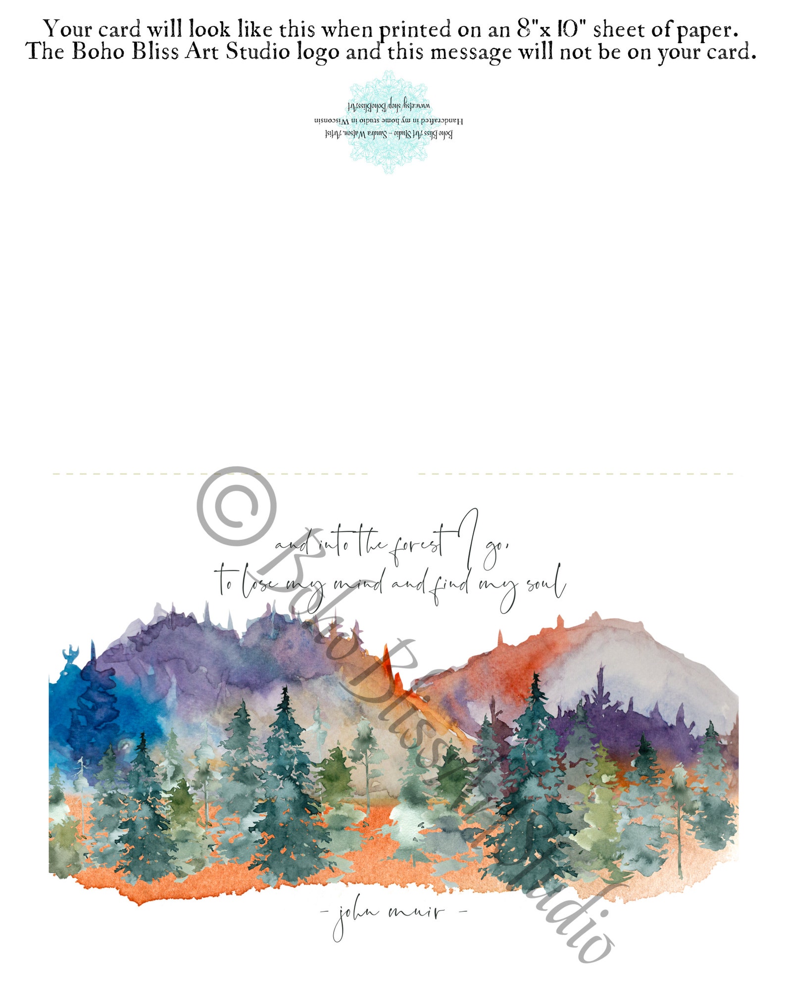 John Muir Quote Printable Card and Into the Forest I Go Nature Digital ...