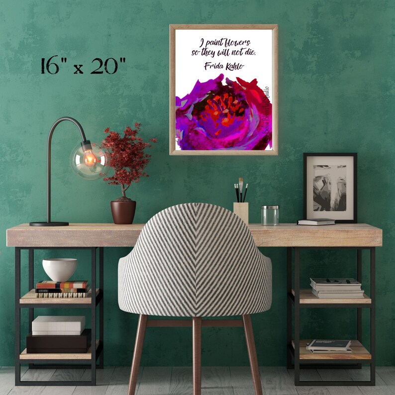 Frida Kahlo Wall Art Printable: I Paint Flowers so They Will - Etsy