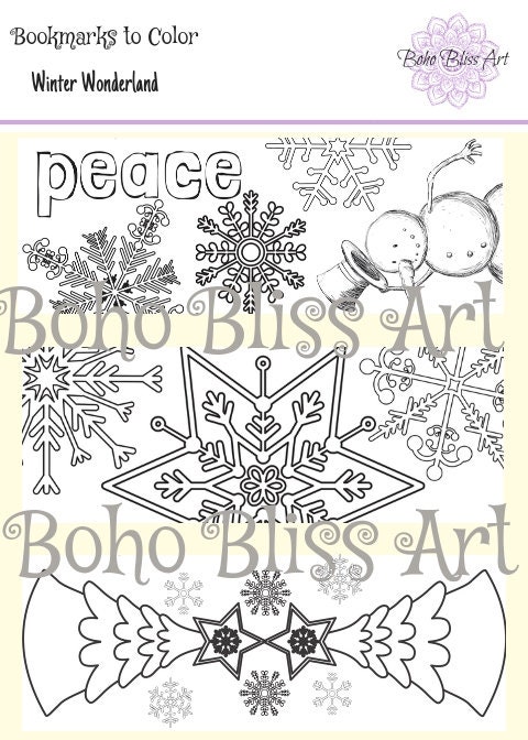 Printable Winter Bookmarks to Color DIY Bookmarks for - Etsy