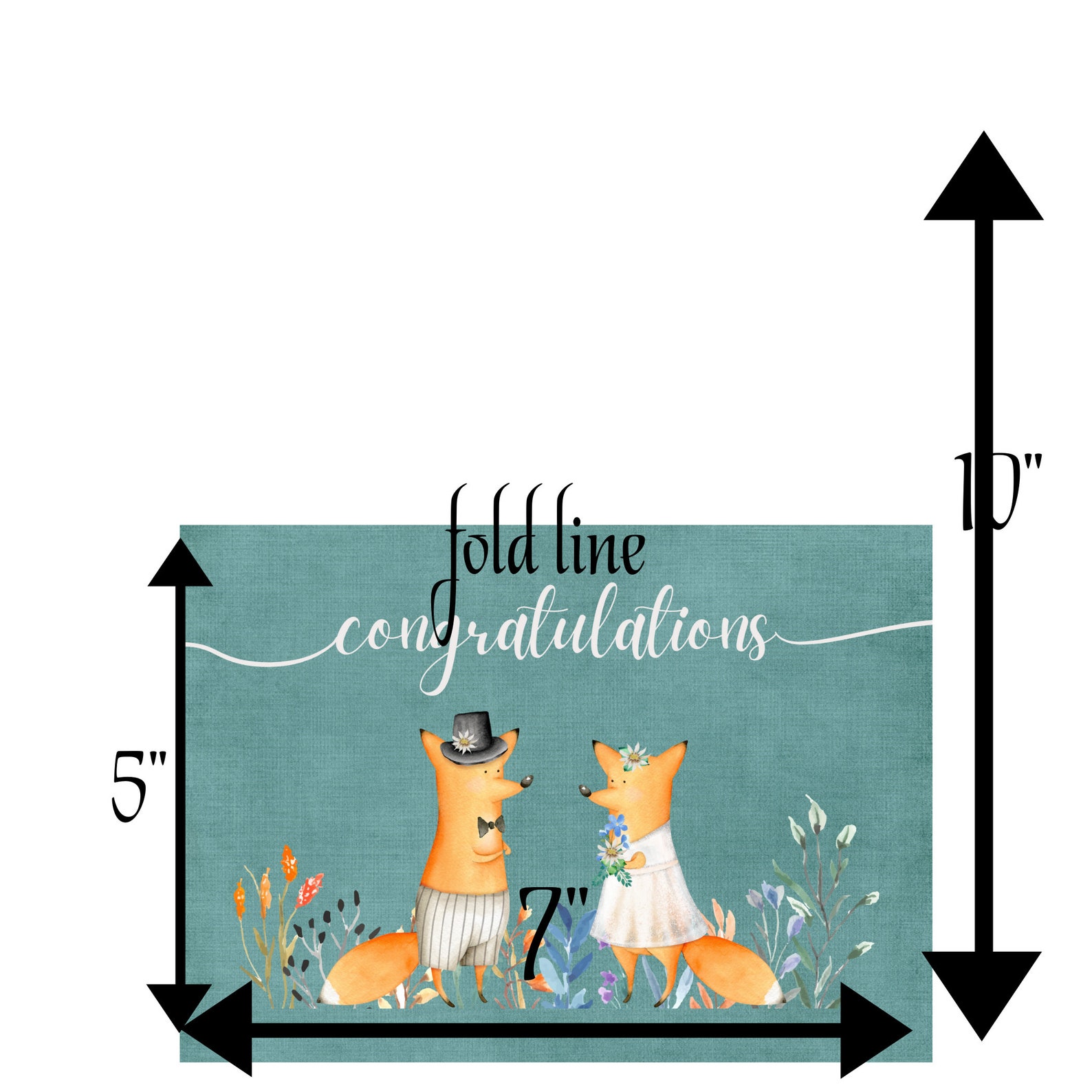Congratulations Printable Wedding Card Fox Couple & Wildflowers Art ...