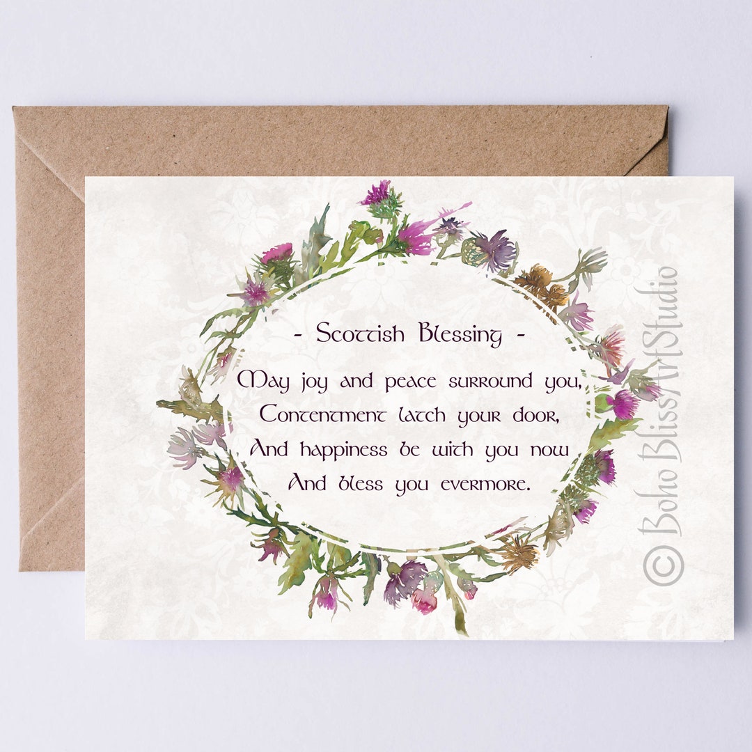 DIGITAL Scottish Thistle Card Scottish Blessing Printable Card May Joy ...