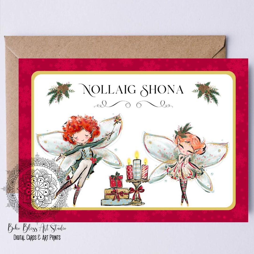 Nollaig Shona PRINTABLE Celtic Christmas Card Irish Gaelic Happy ...