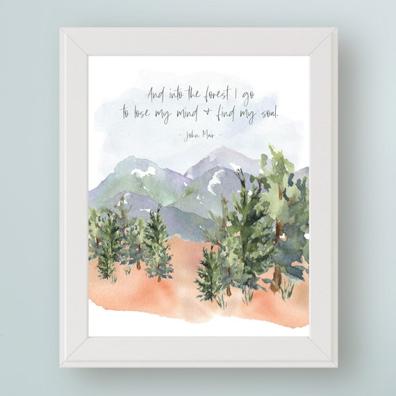 John Muir Quote Printable Wall Art Nature Sign and Into | Etsy